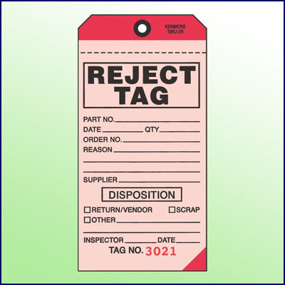 Non Conforming/Disposition Tag - Size #8 - Kenmore Label & Tag