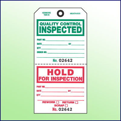 Accepted/ Rejected/Hold Tag (3 Section) w/Wires - Kenmore Label & Tag