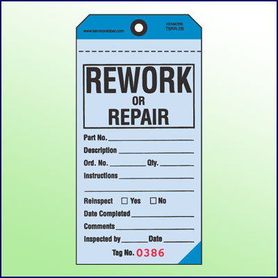 Rework Area Sign - Kenmore Label & Tag