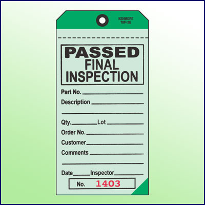 Final Inspection Area Sign - Kenmore Label & Tag