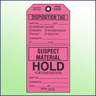 Non Conforming/Disposition Tag - Size #8 - Kenmore Label & Tag