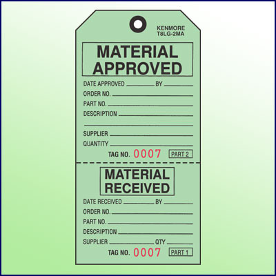 INCOMING MATERIAL IDENTIFICATION - Kenmore Label & Tag