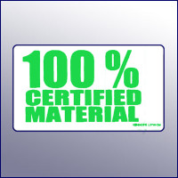 White 100% Certified Material Label 4X2 - Kenmore Label & Tag