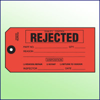 Quality Control Rejected Tag - Size 8 - Kenmore Label & Tag