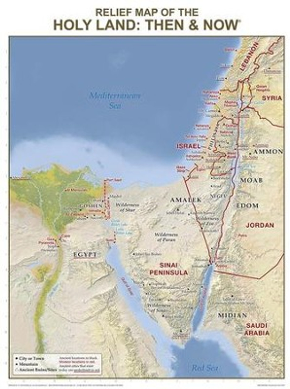 Chart Holy Land Relief Map Then And Now (Laminated) - Gullion's ...