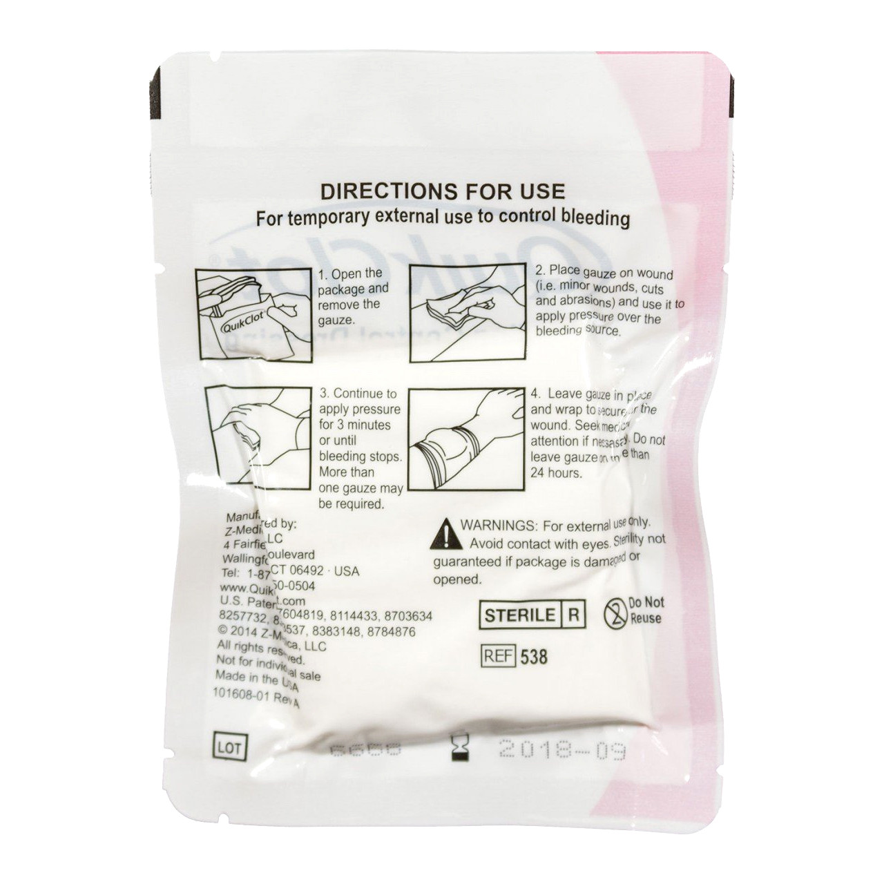 QuikClot Dressing (3"x4yds): Stop Bleeding Fast | EmergencyKits.com