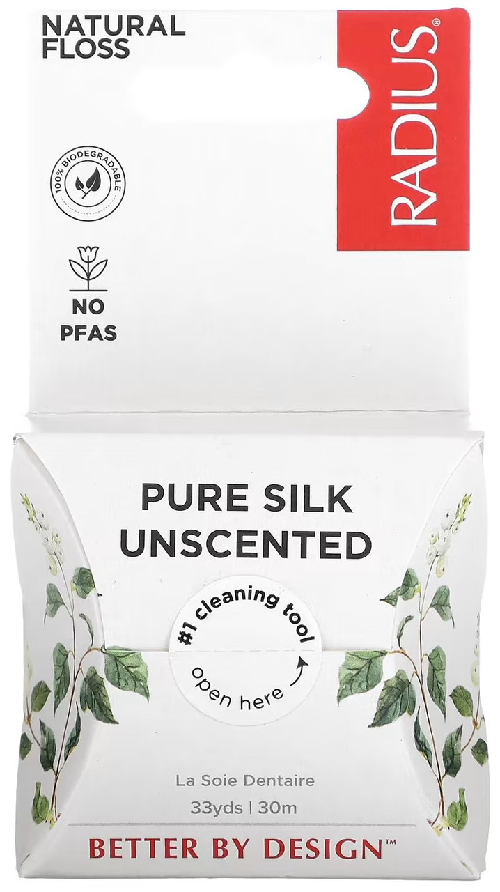 Radius Natural Silk Unscented Waxed Floss - 33yds