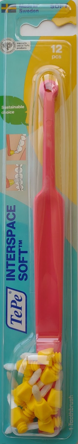 Tepe InterSpace Brush Refills - 12 soft refills brushes with a Handle ...