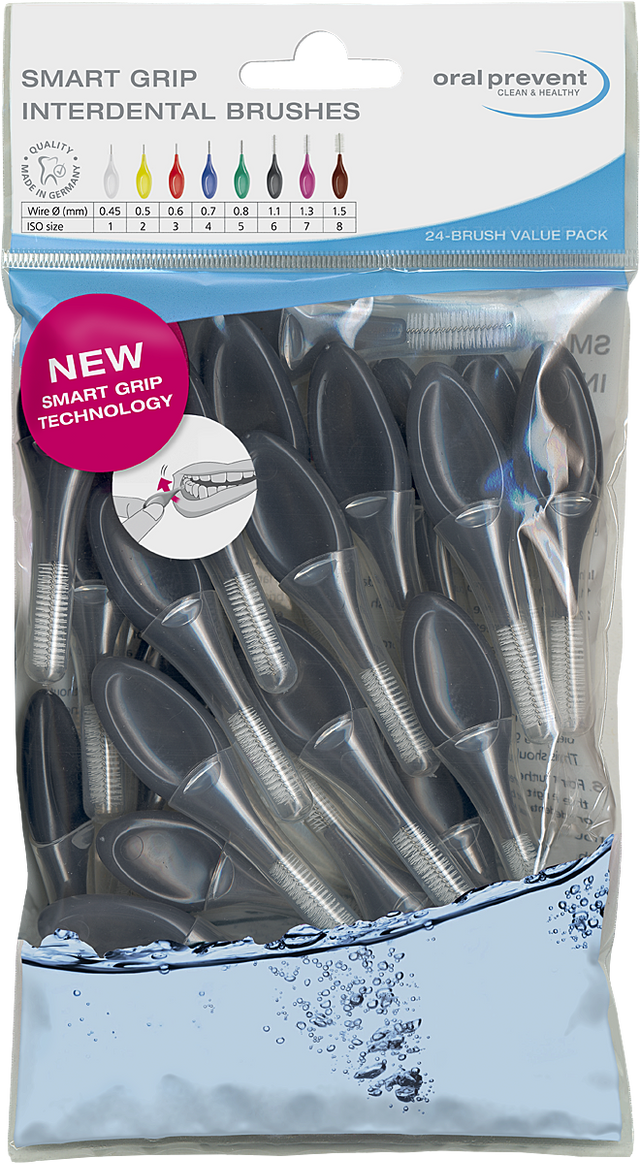 Oral Prevent Soft Smart Grip Brushes - 1.1mm Black - 24 Brushes Bulk ...