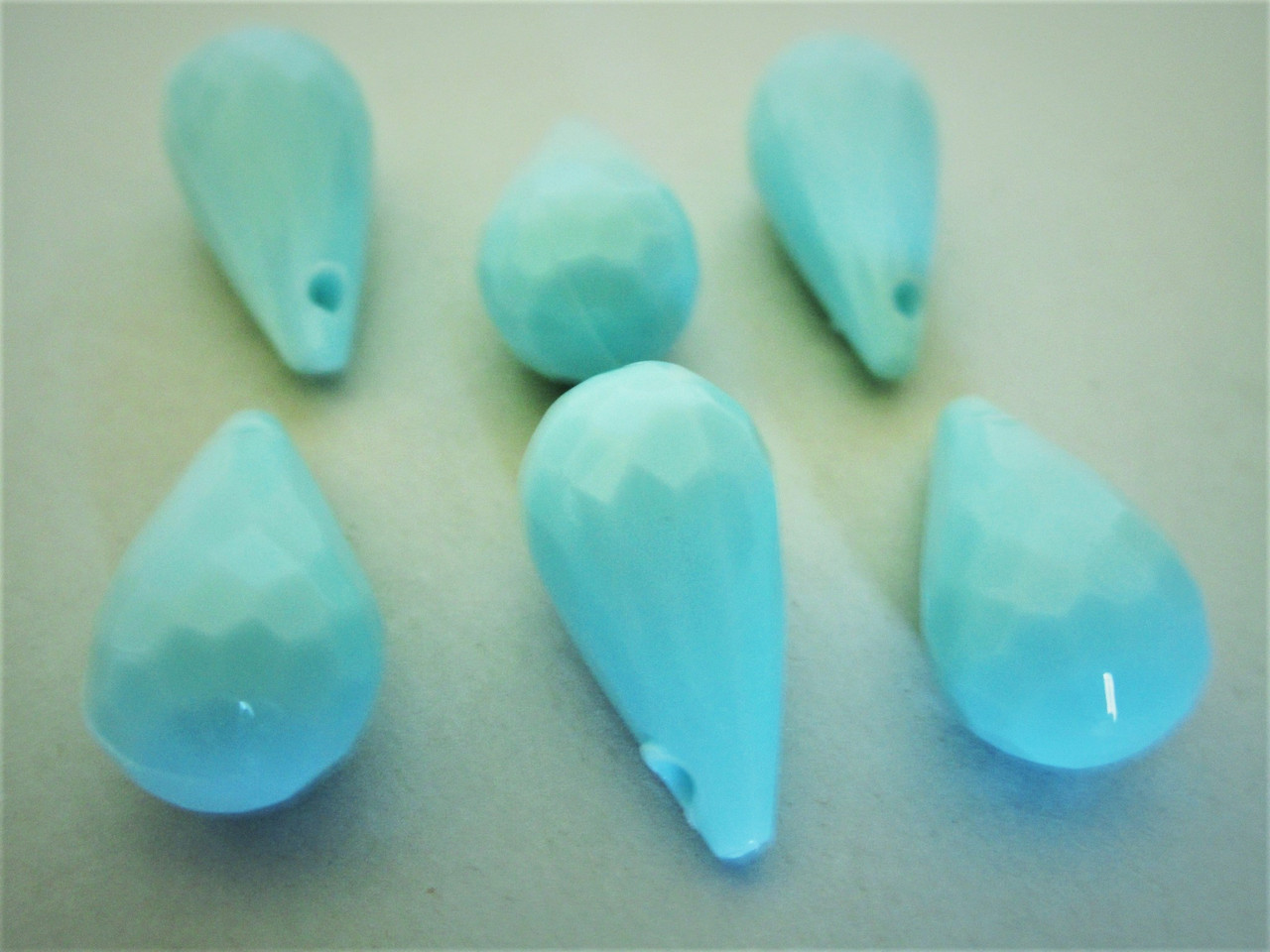 Opaque Light Blue 18x9mm Faceted Teardrop Acrylic Beads