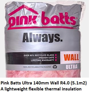 Pink Batts R4.0 Wall Ultra 140Mm 5.1M2 - Mount ITM