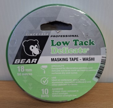 Bear Low Tack Del Washi Tape 18X50m Rl - Mount ITM