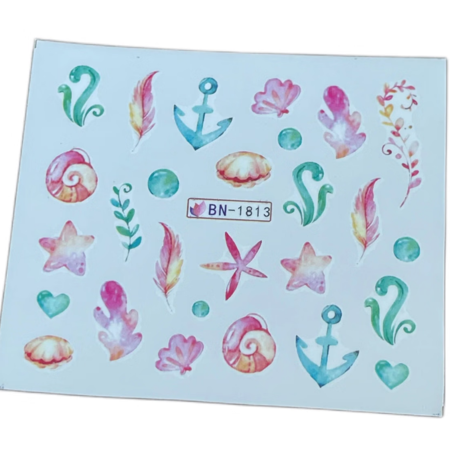 Anchor Seashell Waterslide Decals - Nail Art Supplies