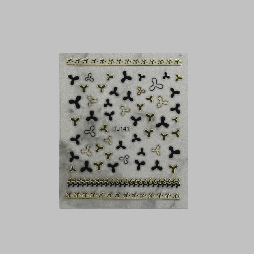Black & Gold 3 Petal Flowers & Lace Stickers - Nail Art Supplies