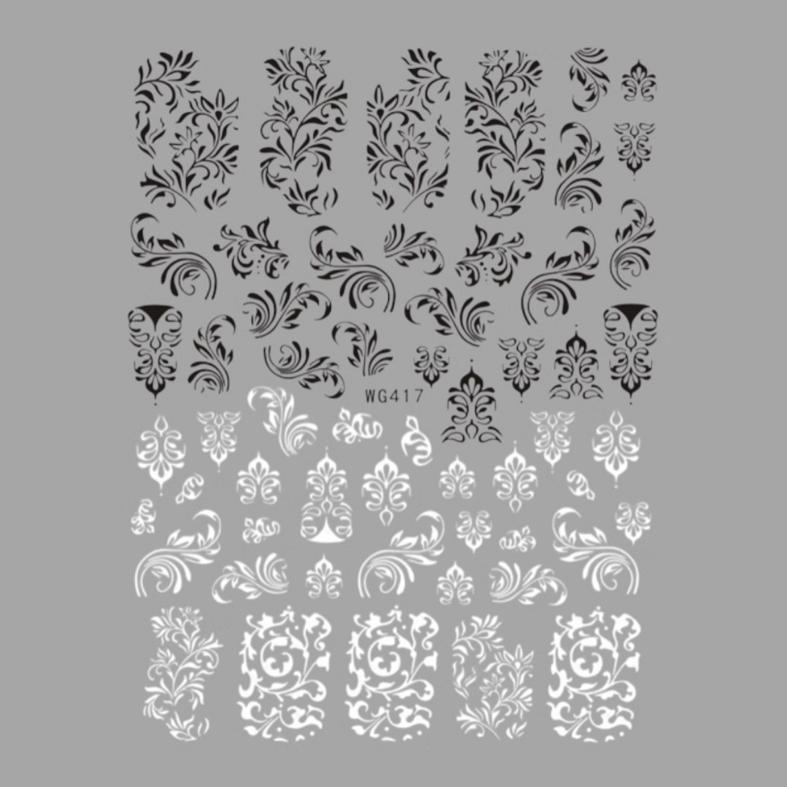 Black and White Flourish Stickers - Nail Art Supplies