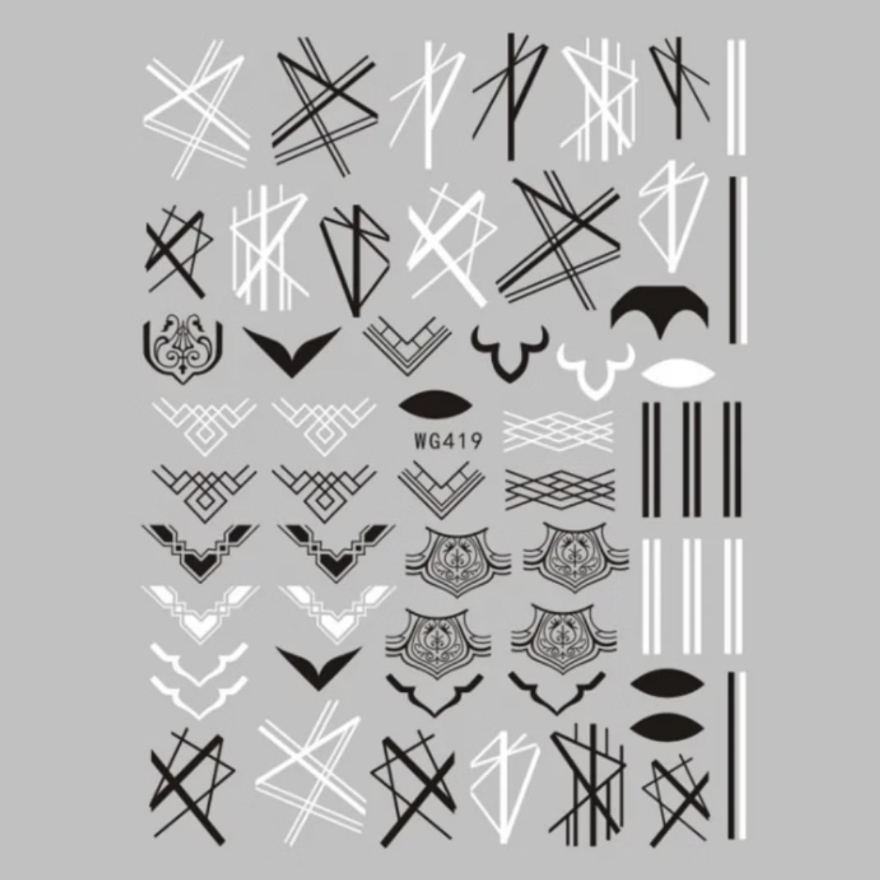 Black and White Line Stickers - Nail Art Supplies