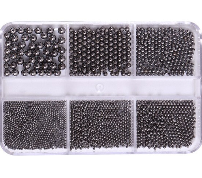 Dark Silver Caviar Bead Grid Pack - Nail Art Supplies