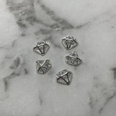 Silver Diamond Shape Charms - Thick - Nail Art Supplies