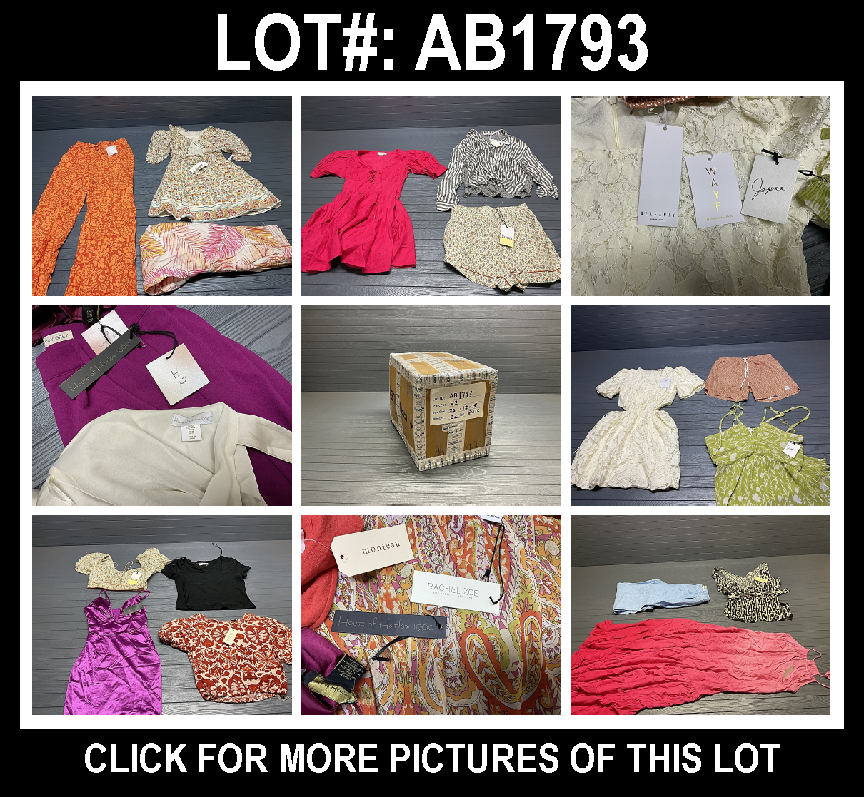 42 Unit Lot (SKU#: AB1793) WAYF, House of Harlow, Tahari, Crosby ...