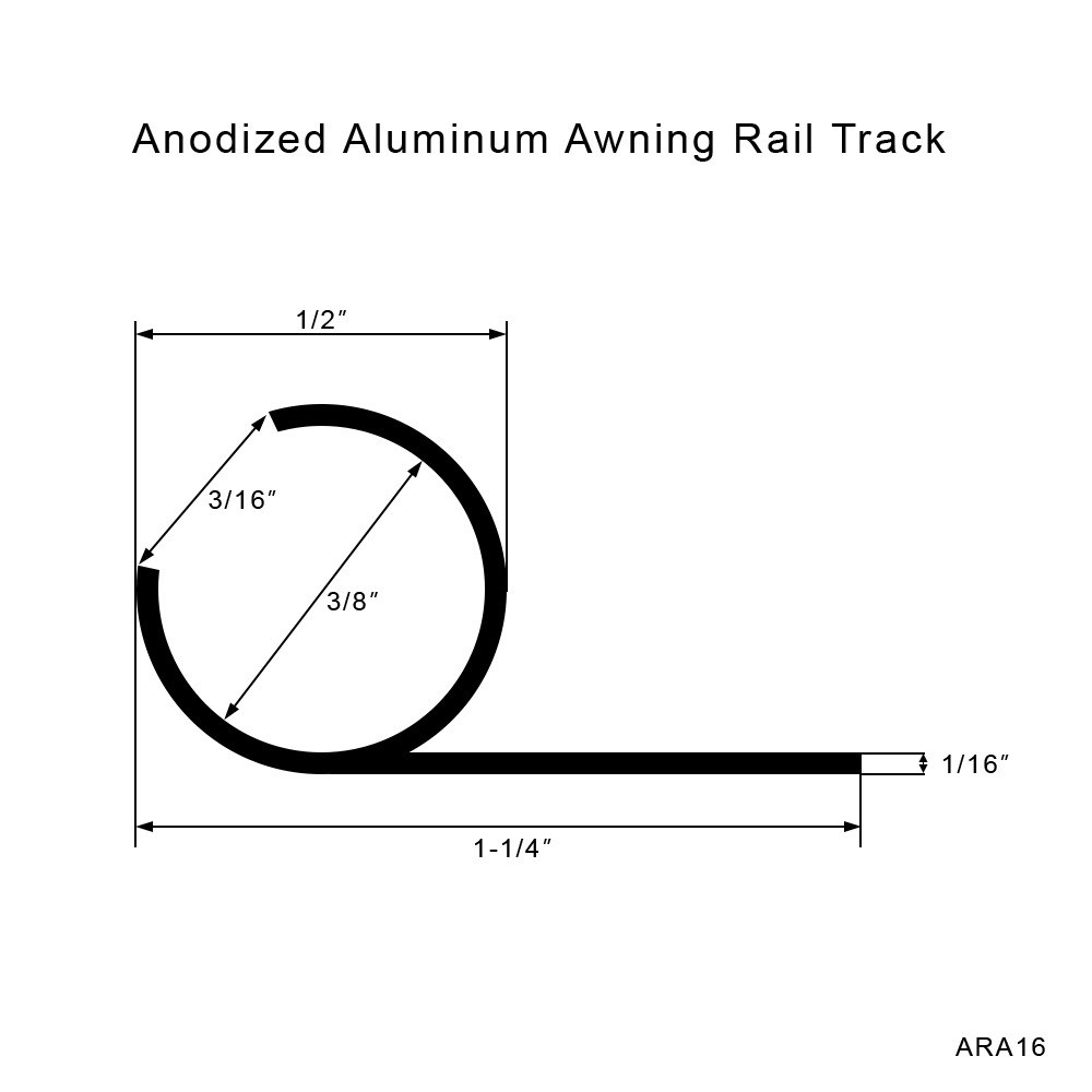 Anodized Aluminum Awning Rail Track 16ft