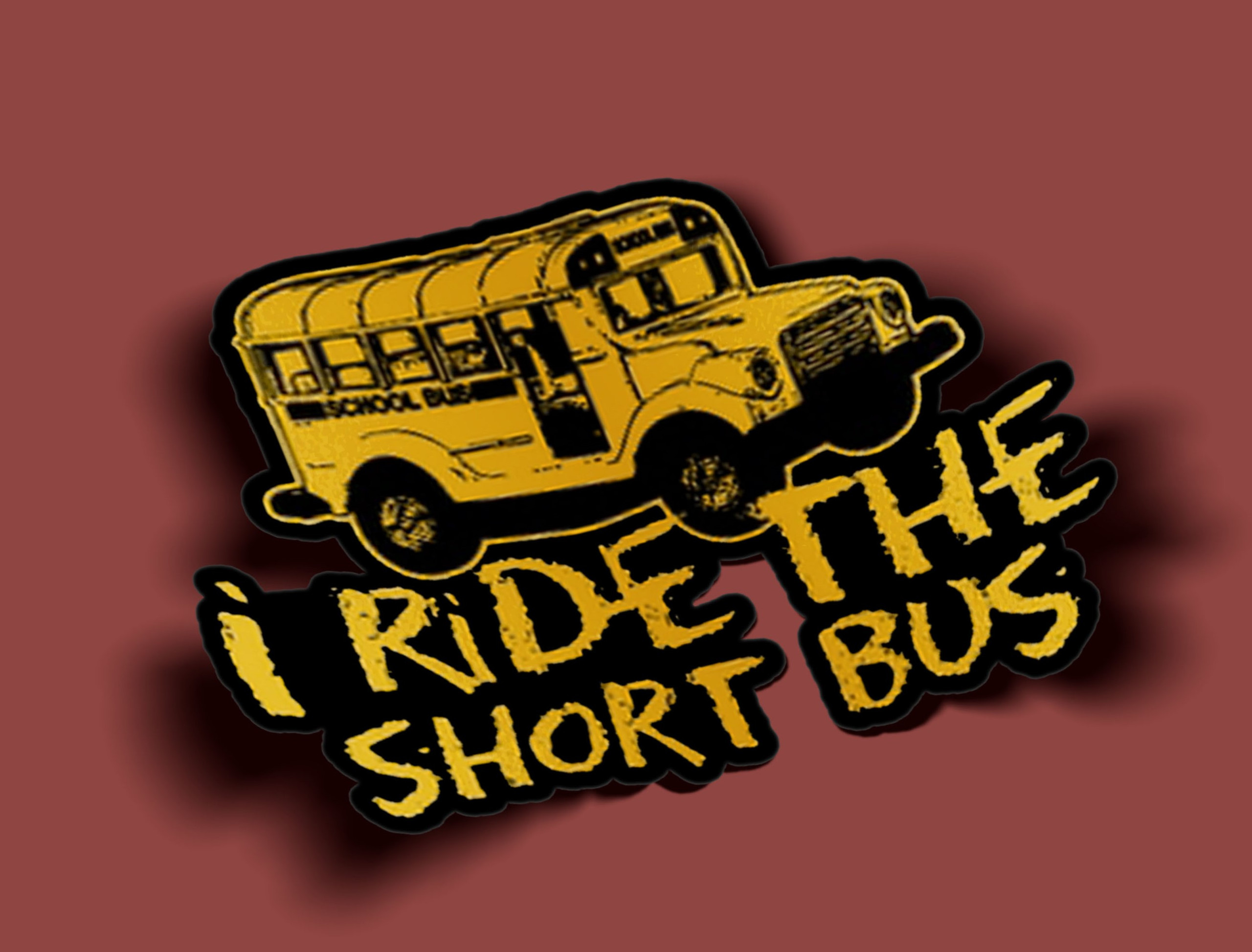 I Ride The Short Bus Motorcycle Helmet Sticker