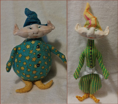 Snickers and Nugget - 6" and 8" Christmas Elves Cloth Doll Sewing ...