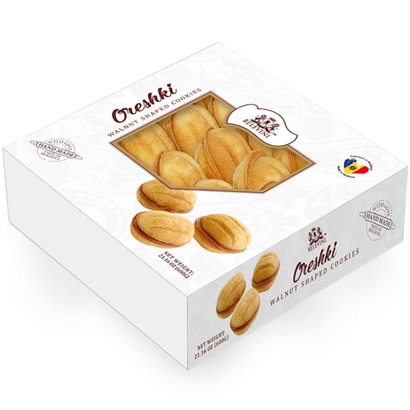BELEVINI ORESHKI Walnut Shaped COOKIES w/ DULCE DE LECHE Filling 600g