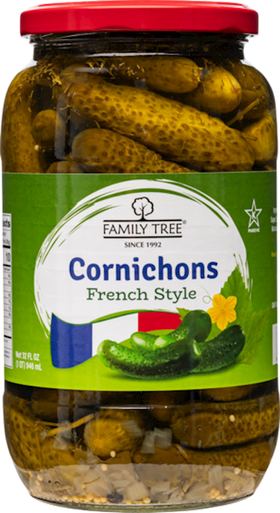 FAMILY TREE CORNICHONS PICKLED FRENCH STYLE 946ml