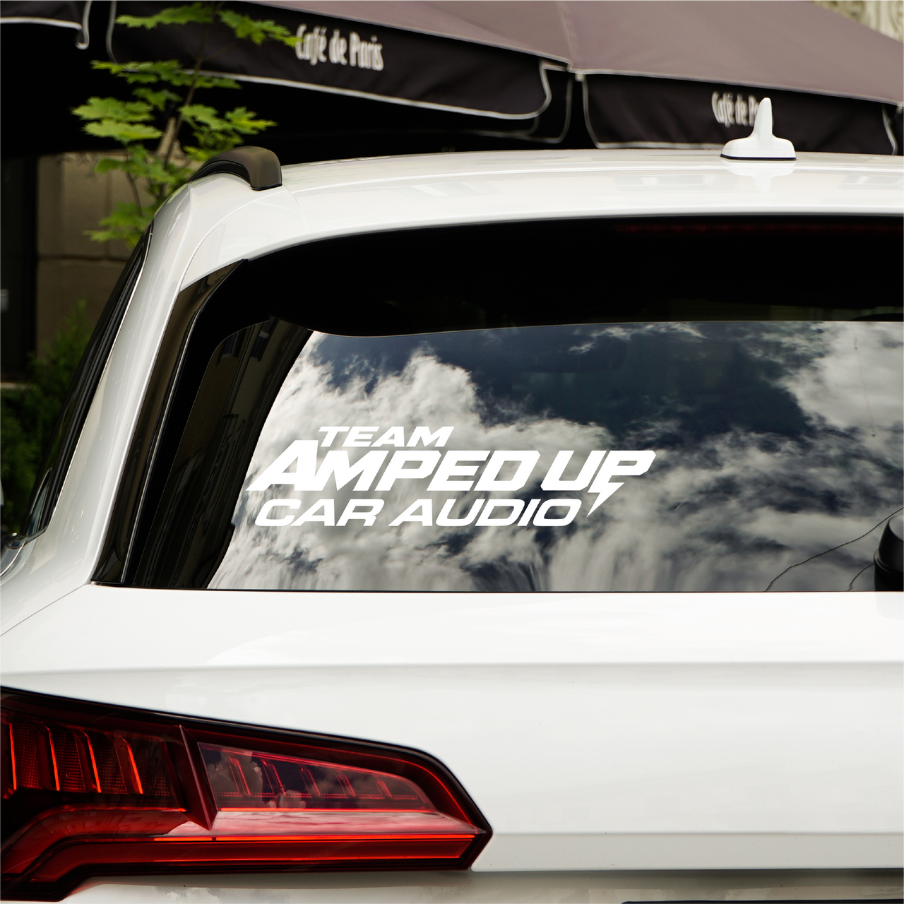 Amped Up Car Audio White 12" inch Cut Vinyl Sticker