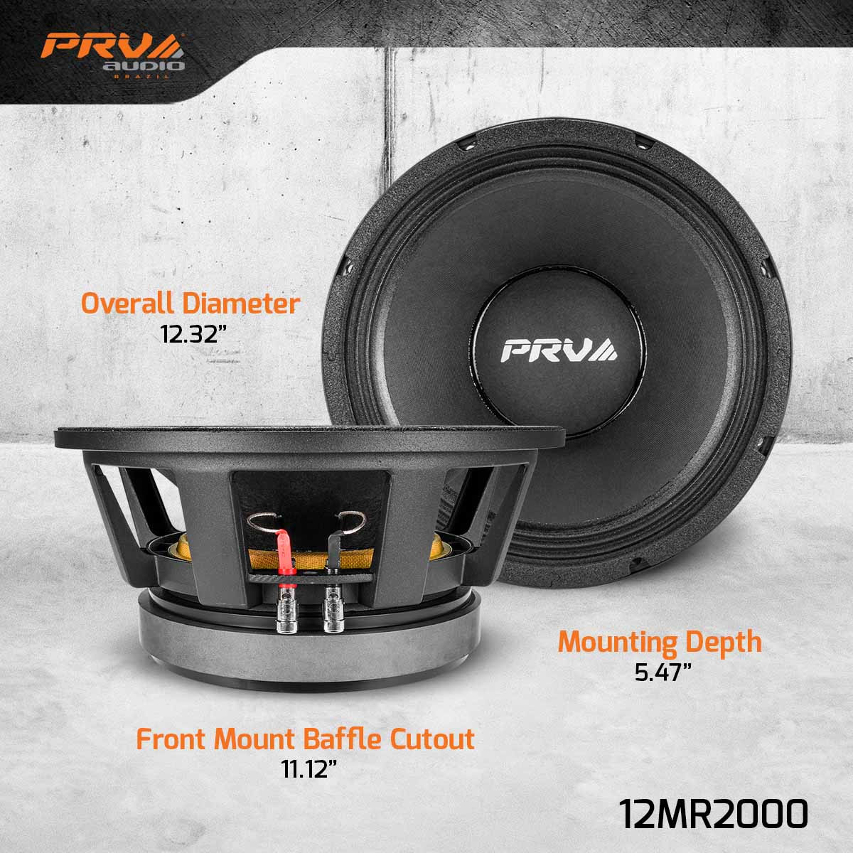 PRV Audio 12MR2000 12" inch 8 Ohm (MR Series) Midrange Car Speaker 2000 ...