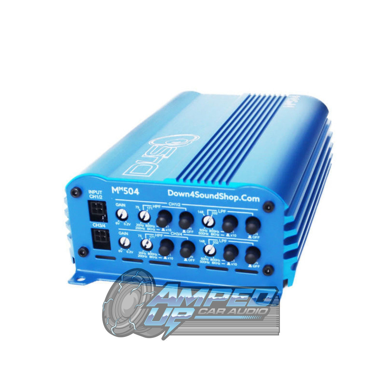 Down4Sound MM504 (Mini Maxx) Blue Amplifier | 300 Watts RMS 4CH