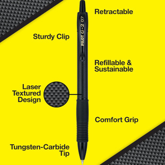Pilot G2 Edge Premium Gel Pens, Fine Point 0.7mm - 10x BLACK