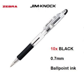 Zebra Jim Knock Retractable Ballpoint Pen Fine Point 0.7mm ~ PENSWORLD