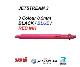 Uniball Jetstream 3 | Multi-Pen | Pink Body | 3-Color Ink