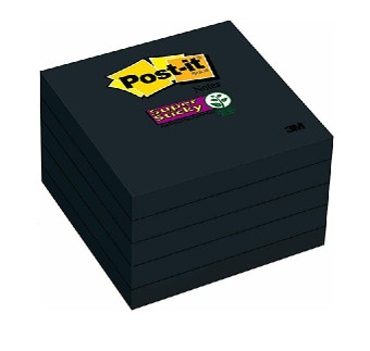3M Super Sticky Post It Notes 3 x 3inch Black, 5-Pads / Pack