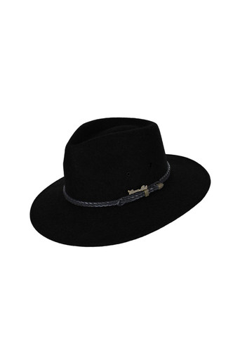 Thomas Cook Wanderer Crushable Wool Felt Hat in Black - Koolstuff Australia