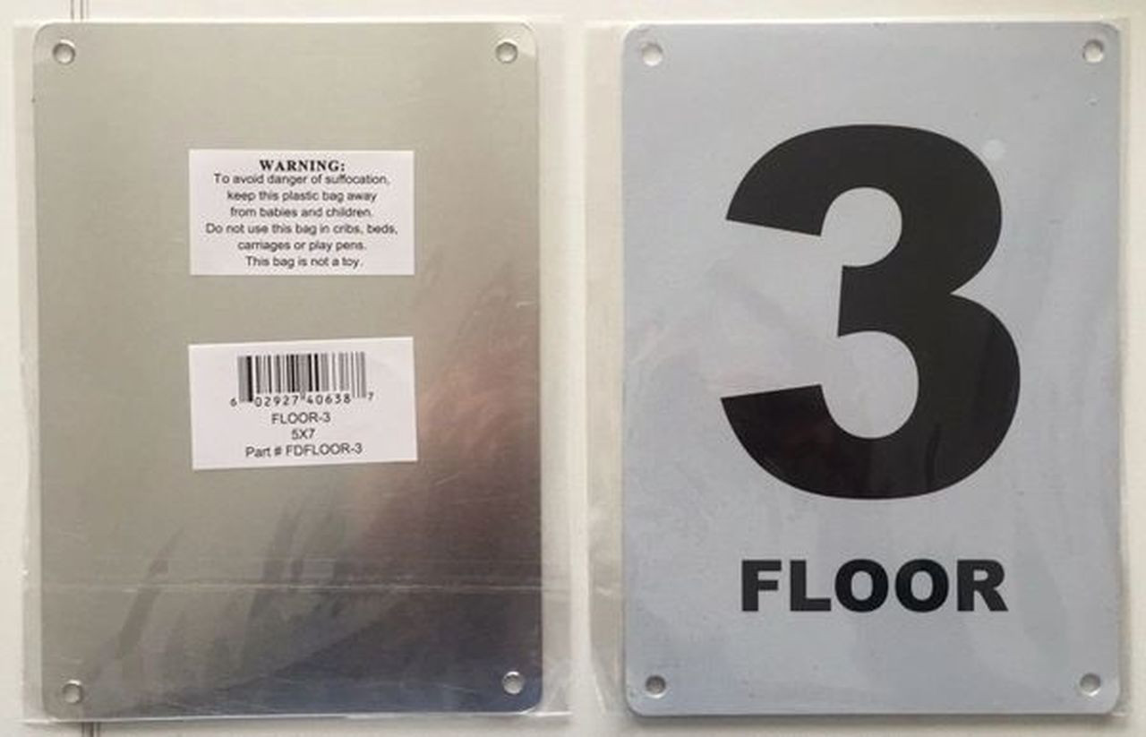 FLOOR NUMBER SIGN-FLOOR NUMBER 3 SIGN - 3RD FLOOR SIGN