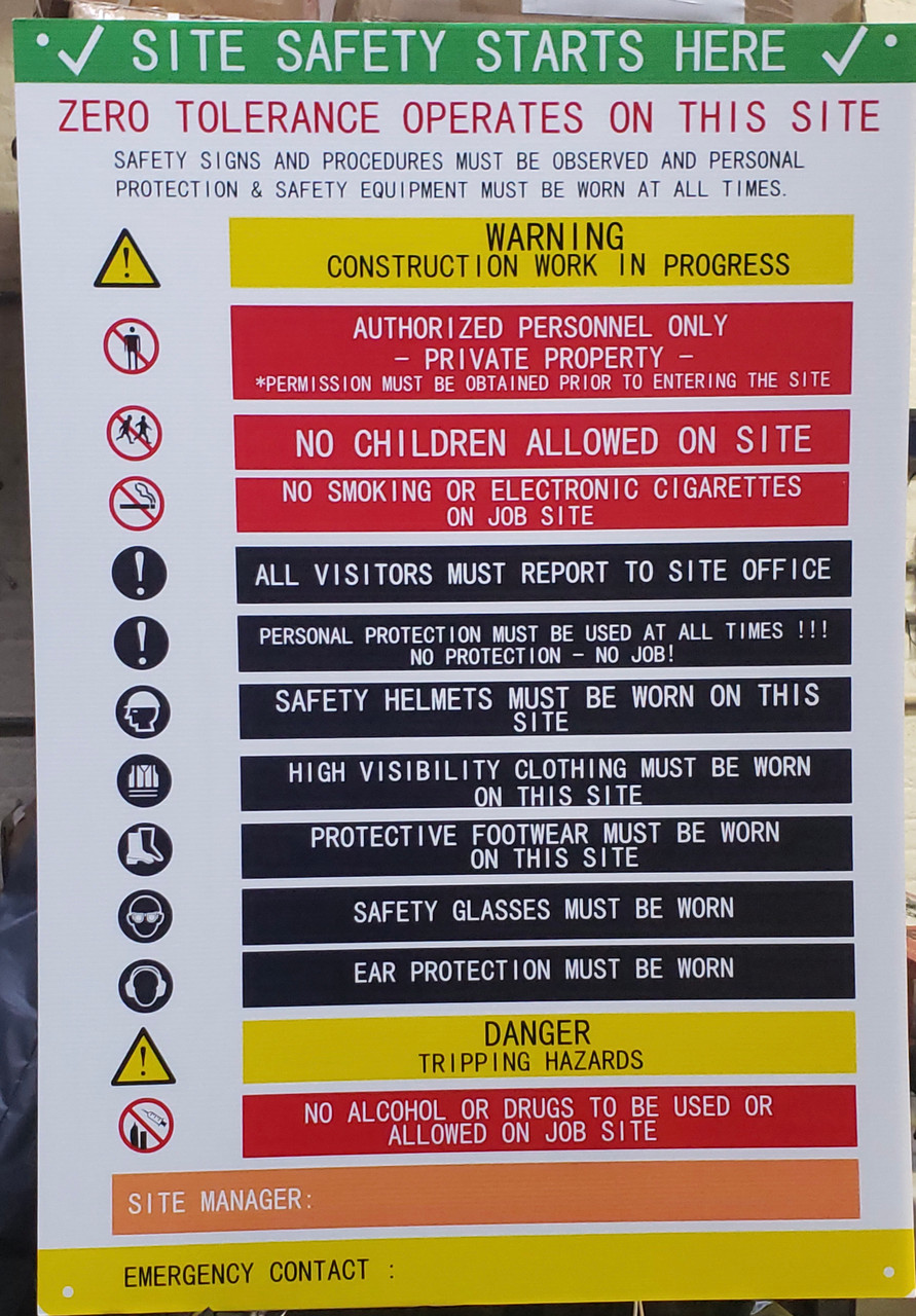OSHA SITE SAFETY RULES SIGN