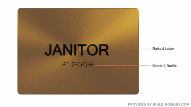 Janitor Sign - Gold(Aluminium, Gold/Black,Size 5x7) The Sensation line ...