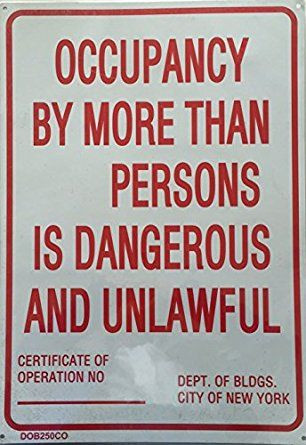 NYC Occupancy Sign (White,Reflective, Aluminium 14X22 -Rust Free)