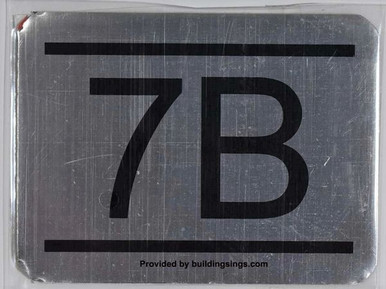 APARTMENT NUMBER SIGN 7B -BRUSHED ALUMINUM
