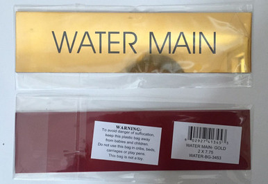 WATER MAIN SIGN - Gold BACKGROUND (ALIMINUM - 2 x7 3/4) WITH SELF ...