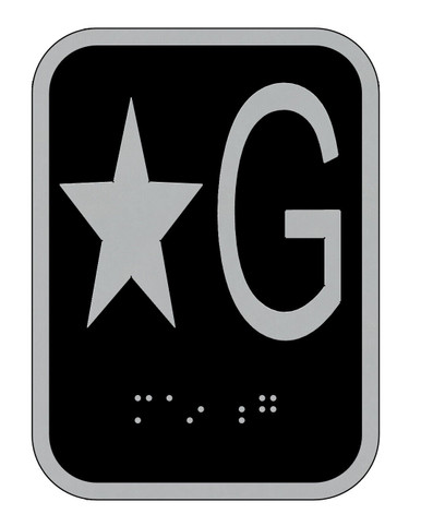 Elevator floor number Star G sign - Elevator Jamb Plate Star G Sign