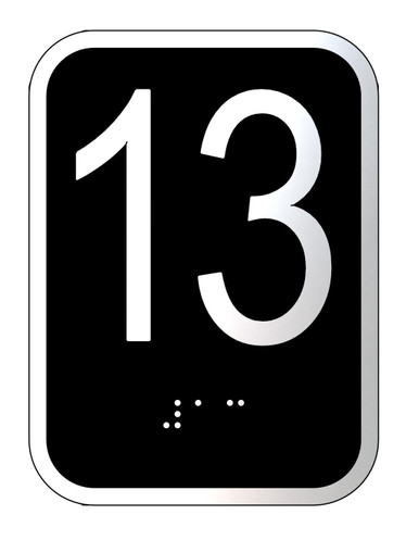 Elevator floor number 13 sign - Elevator Jamb Plate 13 Sign