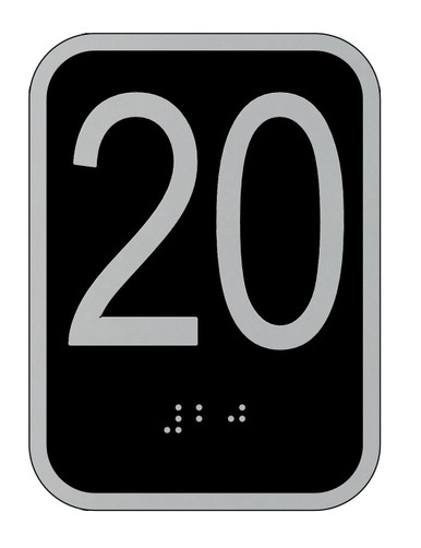 Elevator floor number 20 sign - Elevator Jamb Plate 20 Sign