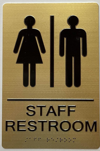 STAFF RESTROOM SIGN- TACTILE SIGN WITH BRAILLE, RAISED LETTER AND ...