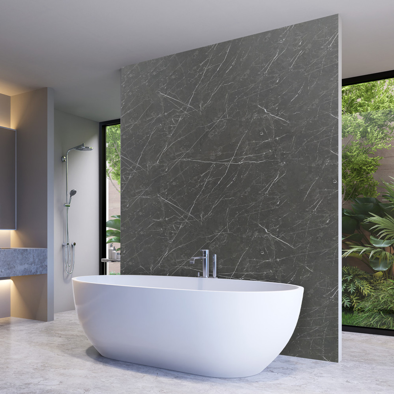 Romagna Quartz Graphite Matt PVC Shower Wall Panel (10mm)