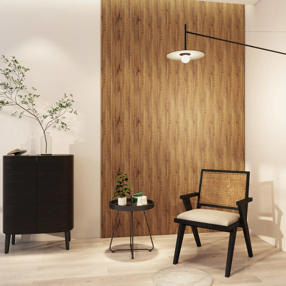 Waterproof Natural Oak 3D Fluted Wall Panel