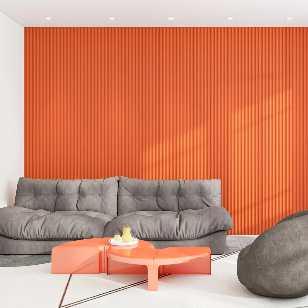 Waterproof Orange 3D Fluted Wall Panel