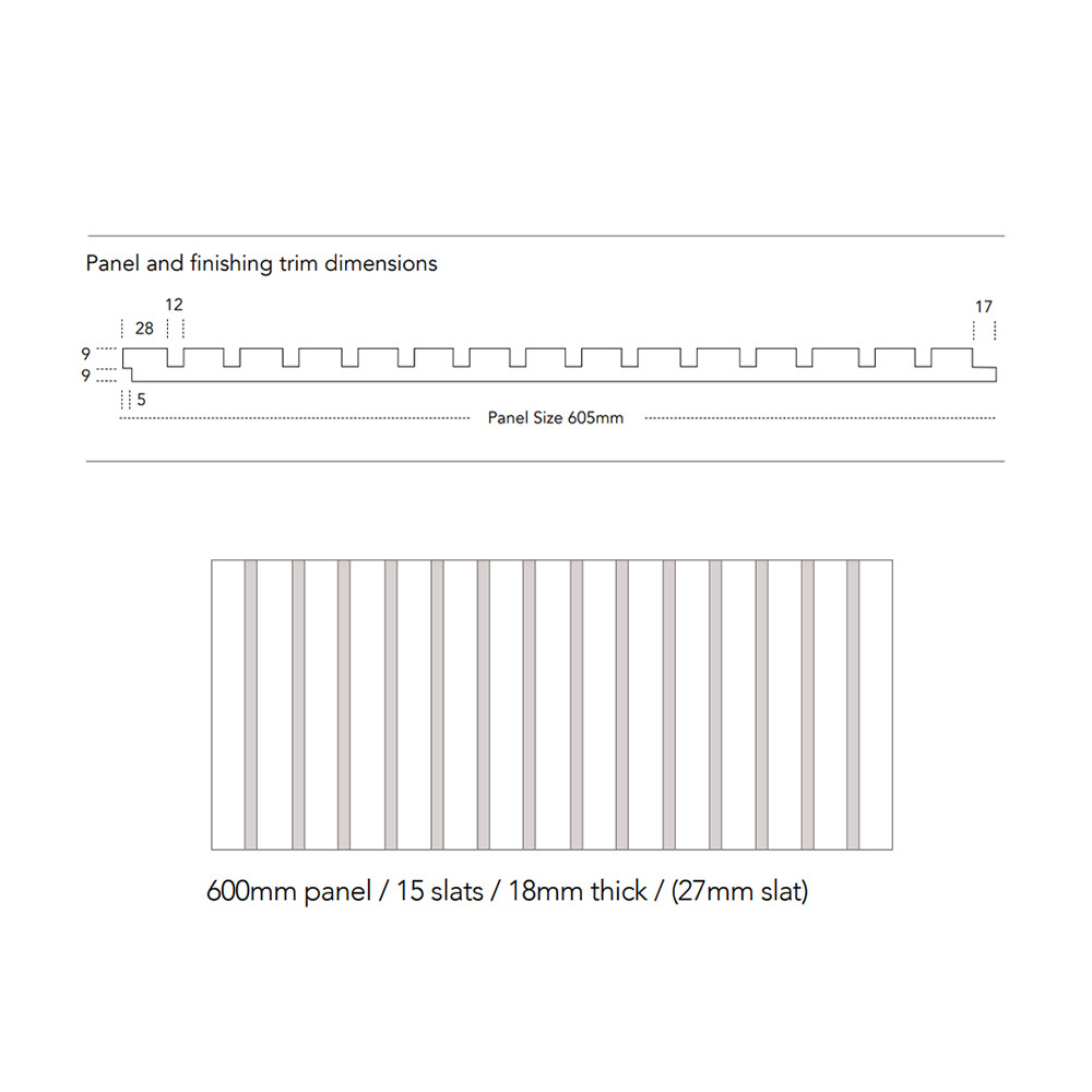 Acoustic Slat Wall Panel Lite (Natural Oak / 15 Slat)